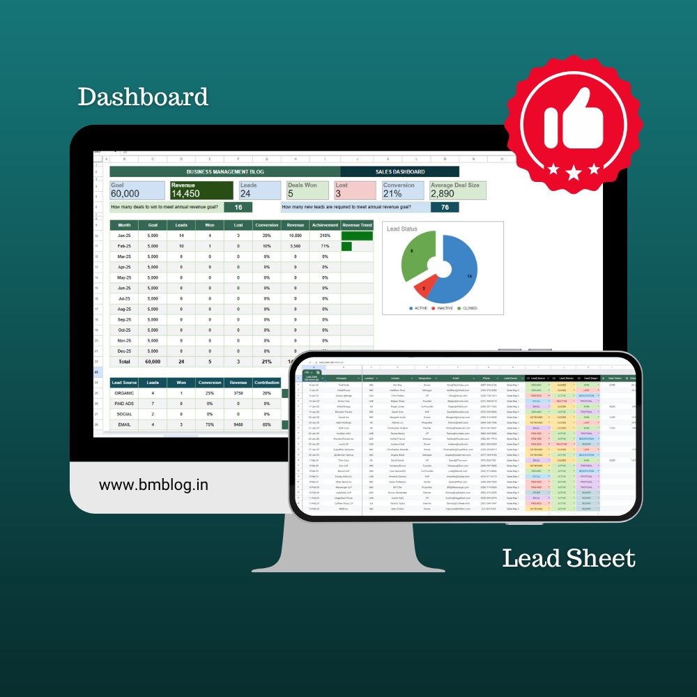 Lead Tracking Spreadsheet - Google Sheets Sales CRM