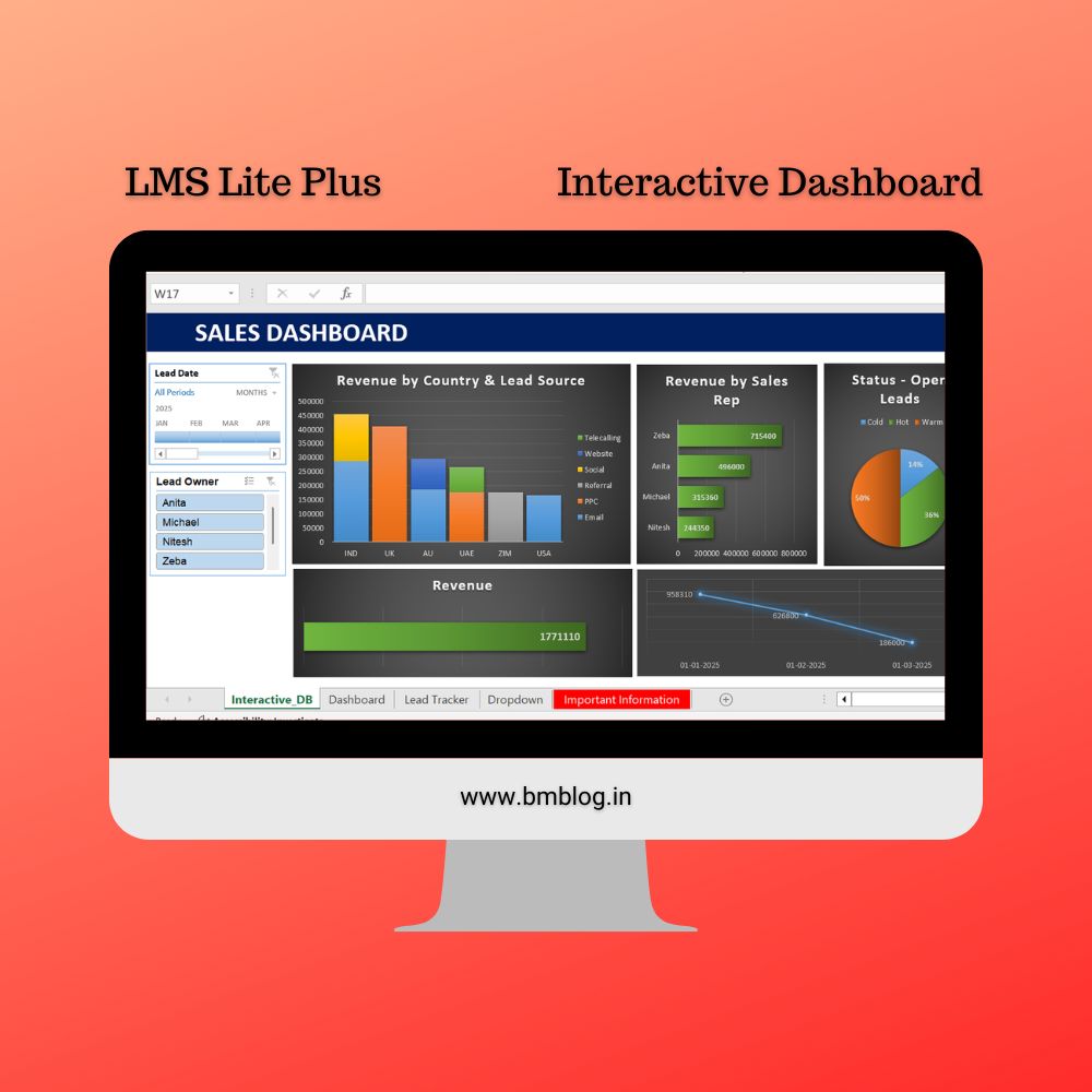Sales CRM in Excel with Interactive Dashboard